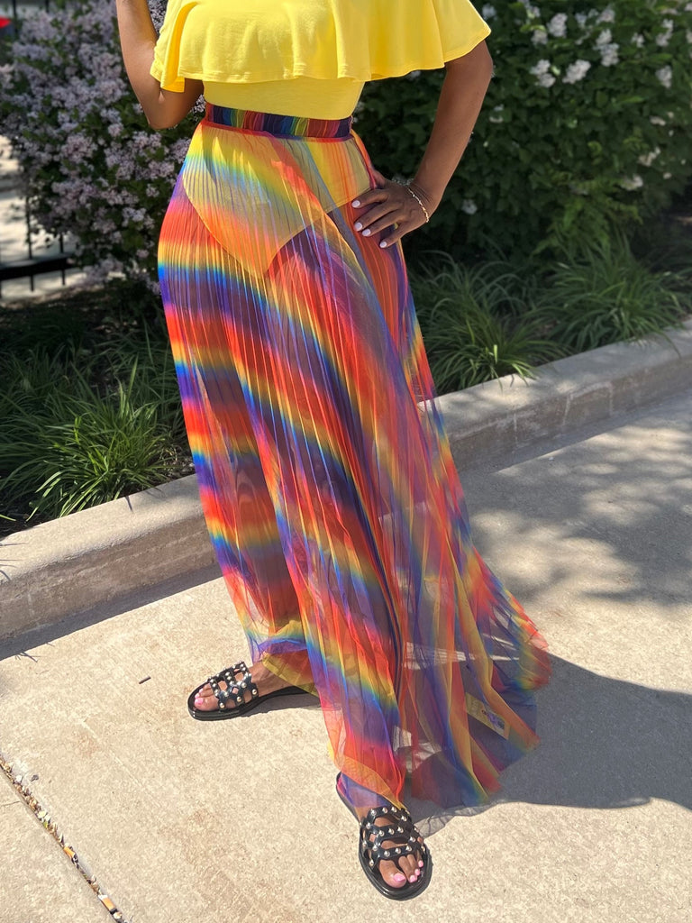 SHEER MAXI SKIRT (RAINBOW) – Kiwis Boutique Inc